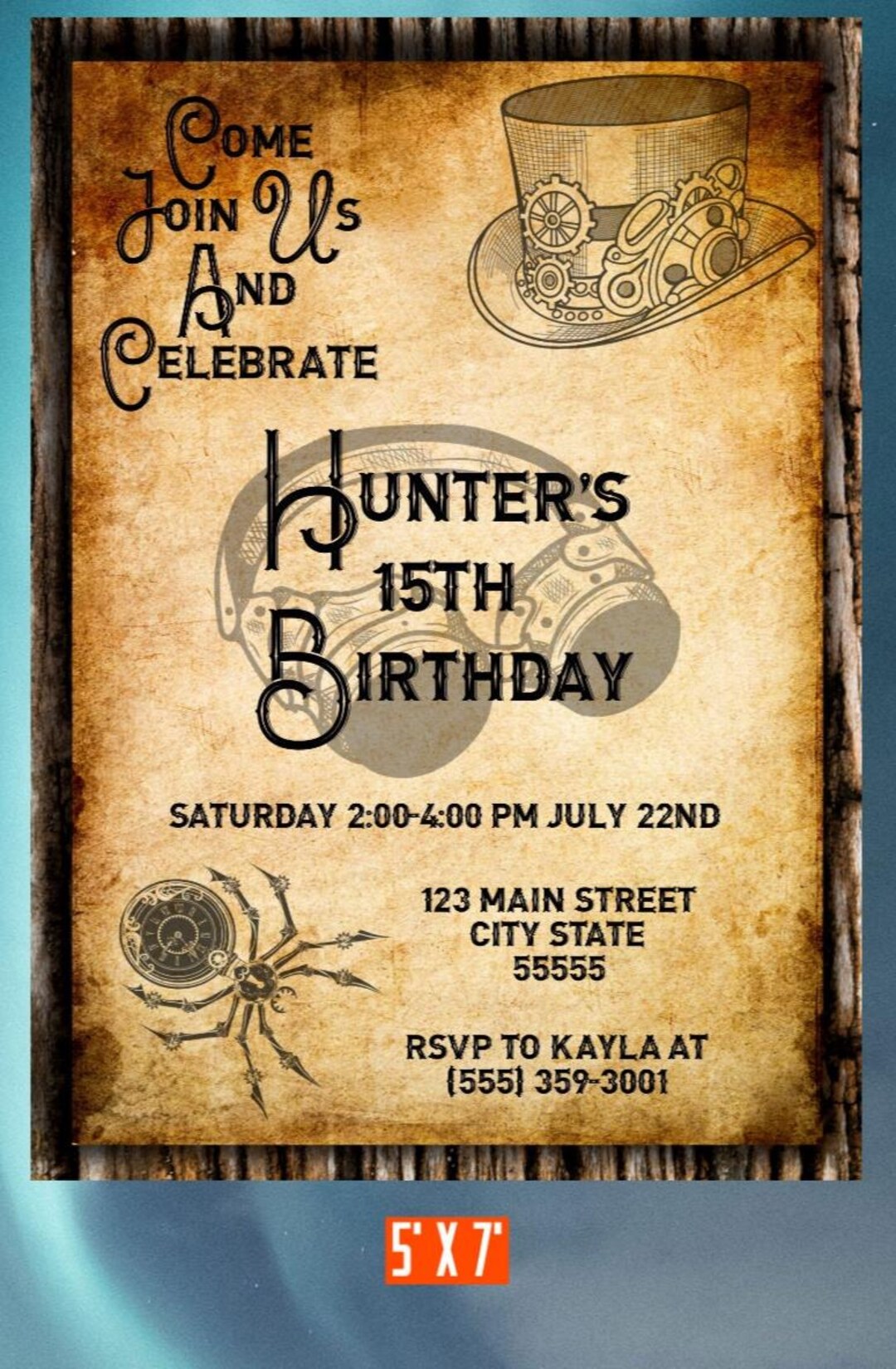 Steampunk Birthday Invitation: Editable Printable (digital Download ...