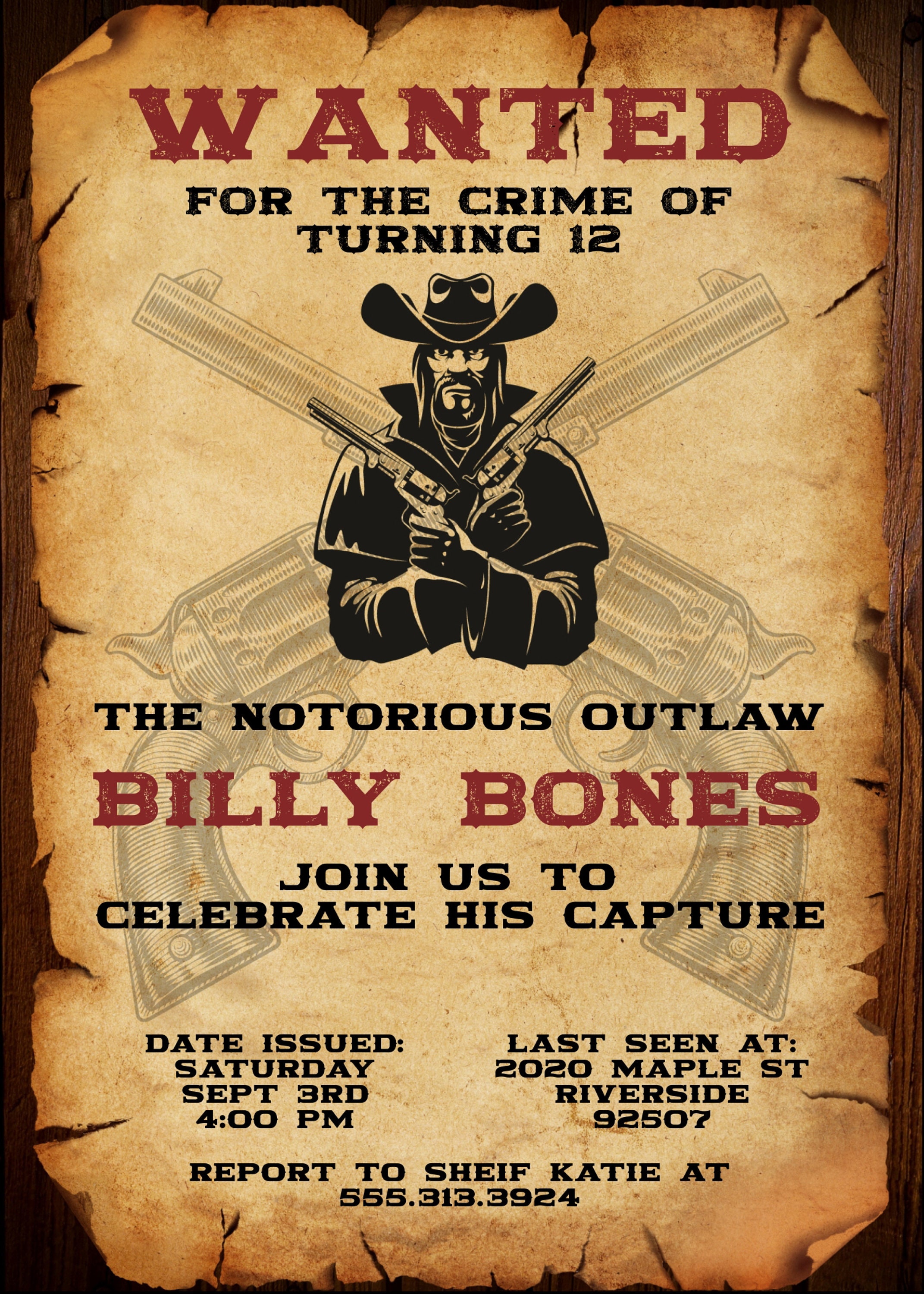 EDITABLE Wanted Western Invitation, Western Party Invite, Western ...