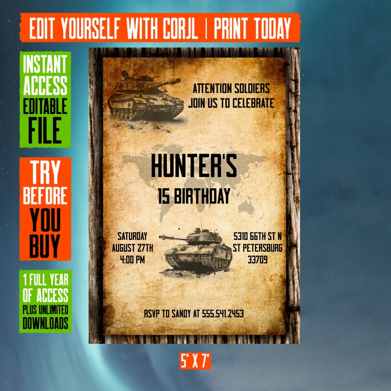 World War Invitation - Etsy