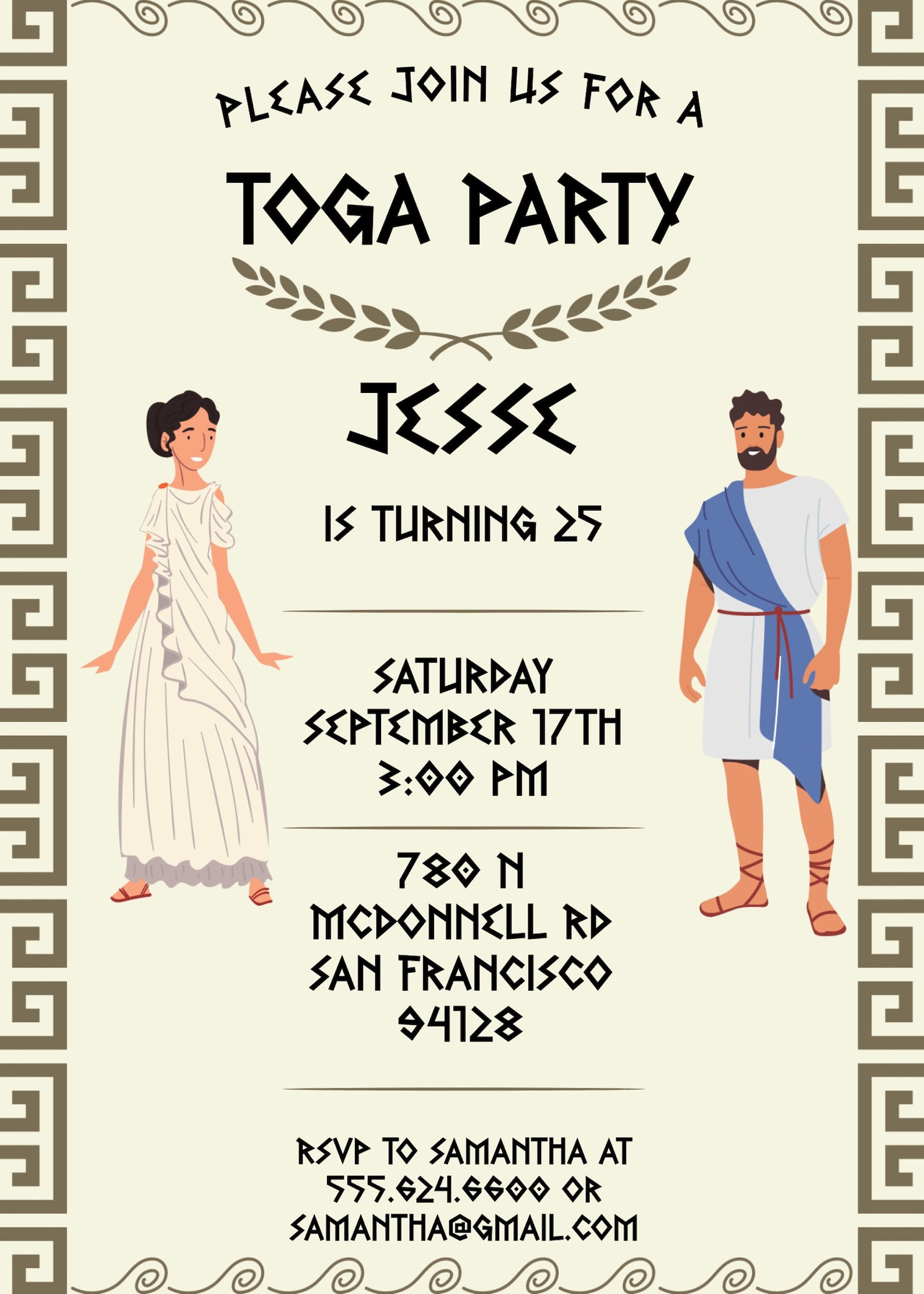 Editable | Toga Party Birthday Party Invitations With Thank You Card ...