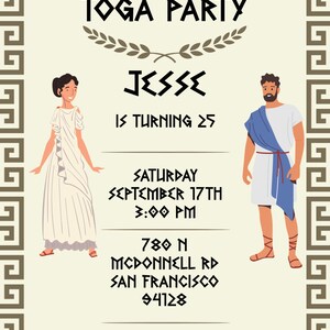Editable Toga Party Birthday Party Invitations With Thank You Card ...