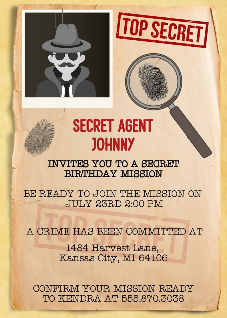 EDITABLE Spy Birthday Invitation, Spy Party Invites, Spy Birthday Party ...
