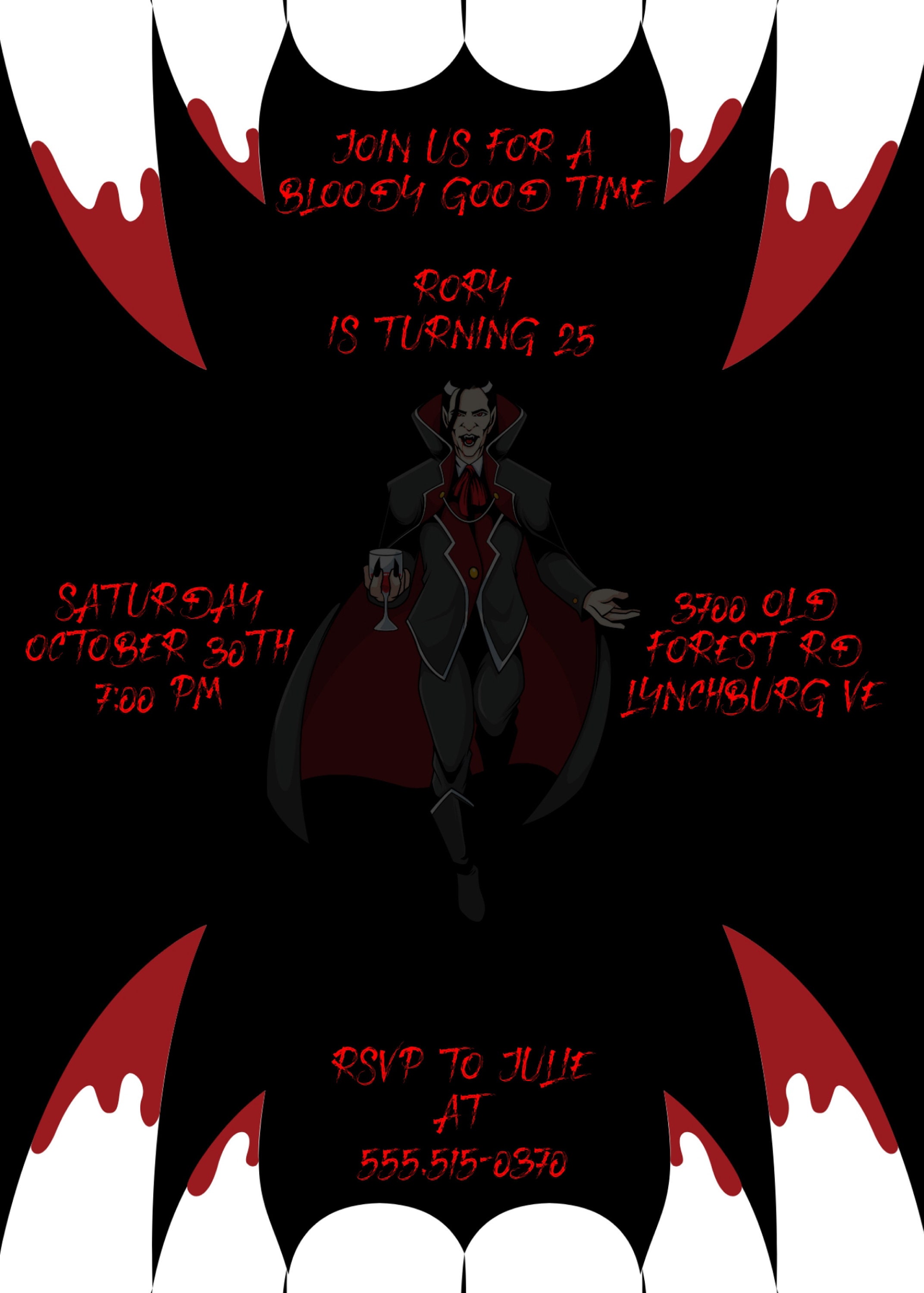 Vampire Birthday Party Invitation: Editable Birthday Card (digital 5x7 ...