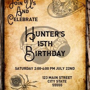 EDITABLE | Steampunk Themed Birthday and Event Invitation, DIY ...