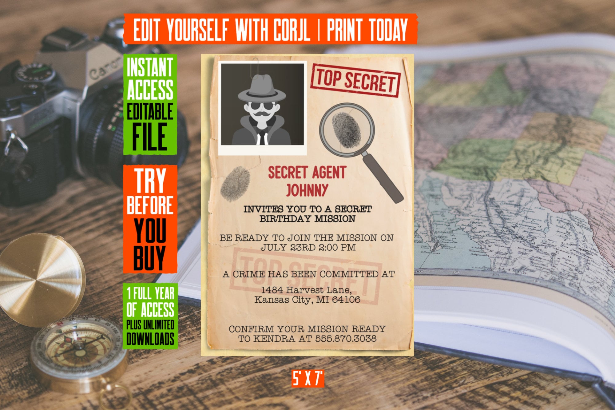 EDITABLE Spy Birthday Invitation, Spy Party Invites, Spy Birthday Party ...