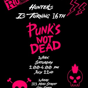 EDITABLE | Punk's Not Dead Themed Birthday and Event Invitation, DIY ...