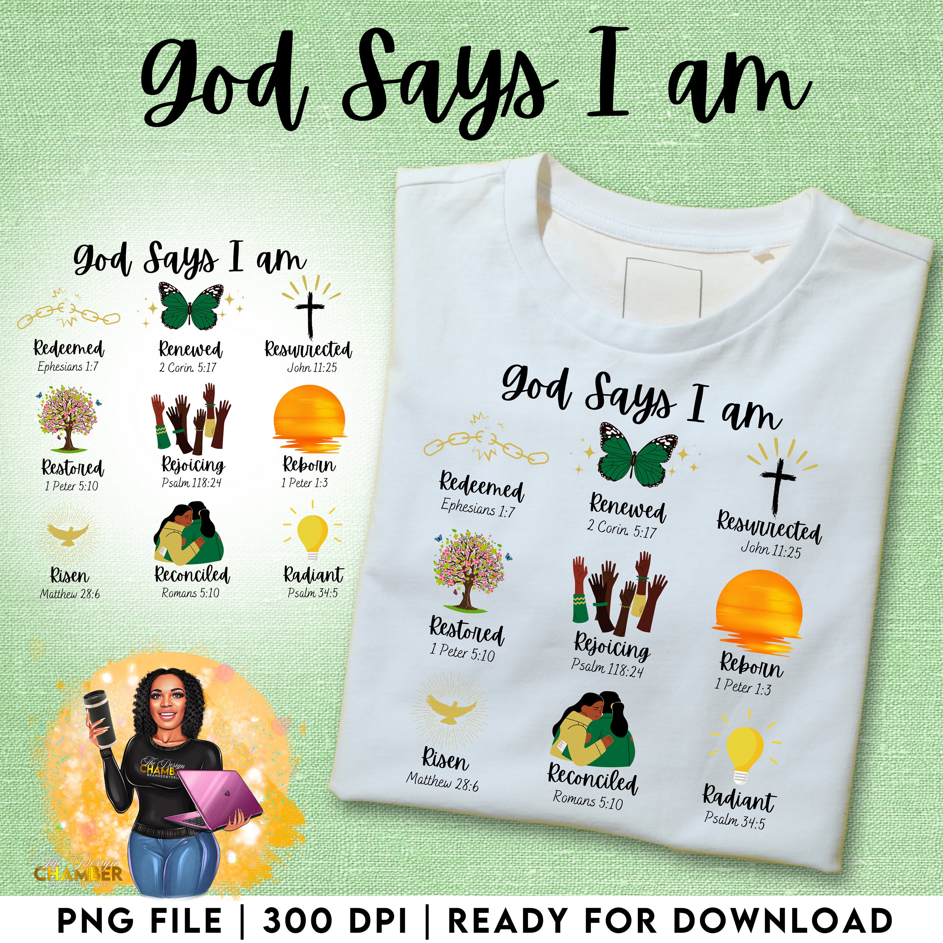 God Says I Am PNG God Says I Am Sublimation Christian DTF Design Bible Verse Png God Says Kids ...