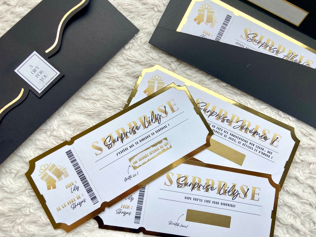 PERSONALIZED Golden Ticket Scratch Ticket, Personalized Gift, Surprise ...