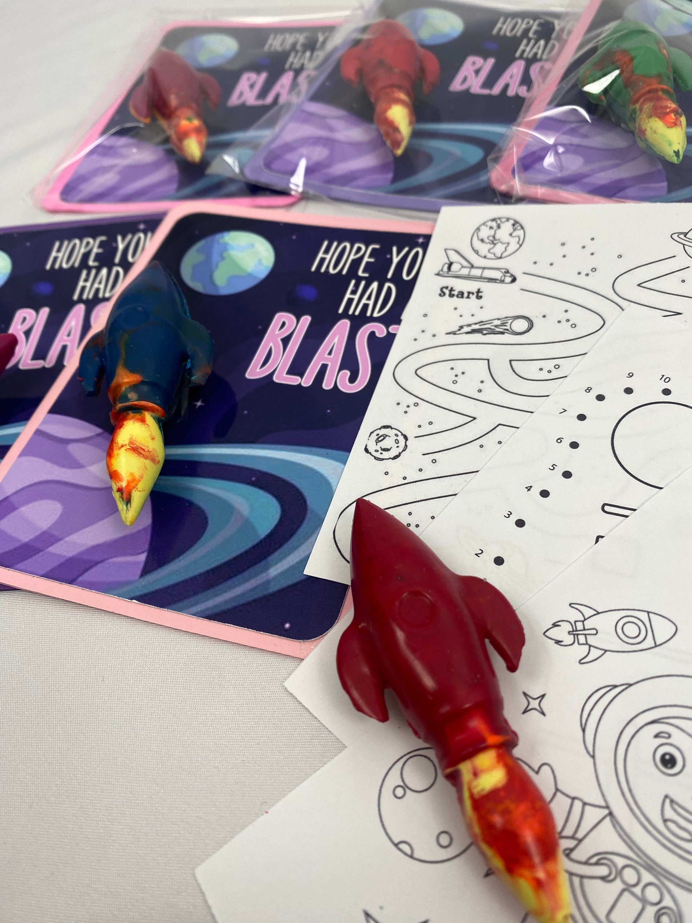 Rocket Ship Crayon With Activity Sheets - Etsy
