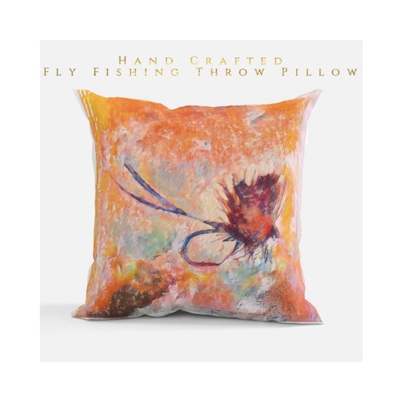 Hand Crafted Fly Fishing Throw Pillow Decorative Pillows for | Etsy