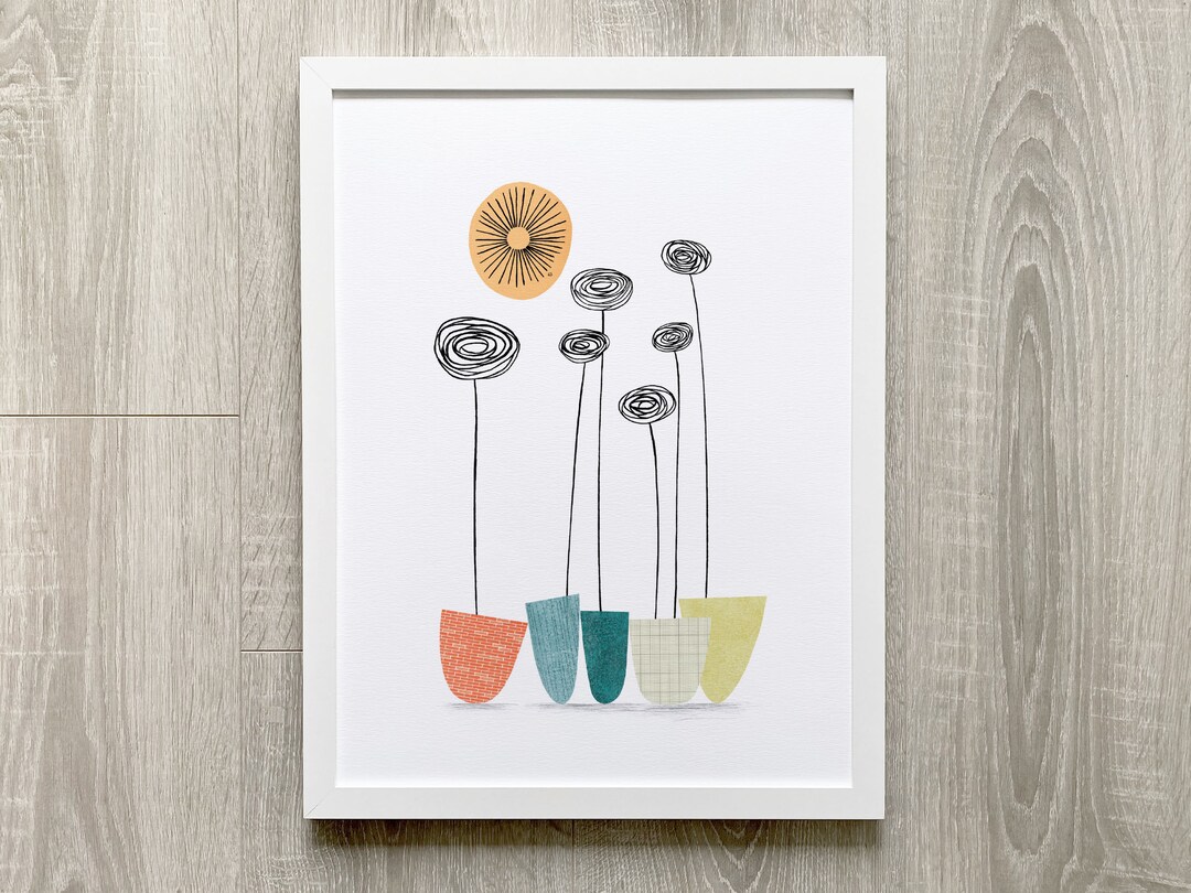 Flower Pots Collage Art Print - Etsy