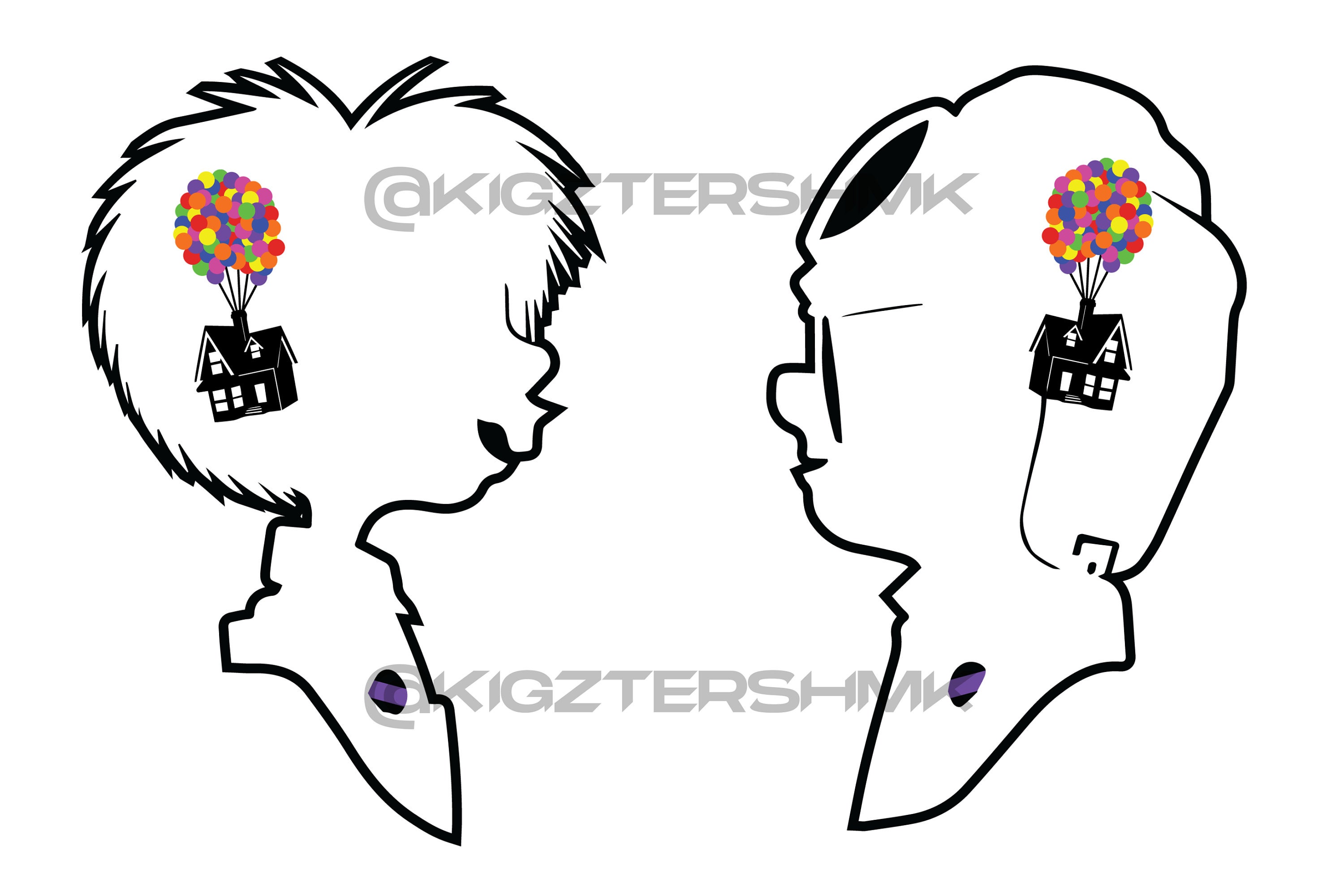 Pixar UP Carl & Ellie Silhouette Sticker/decal decoration PDF/PNG - Etsy