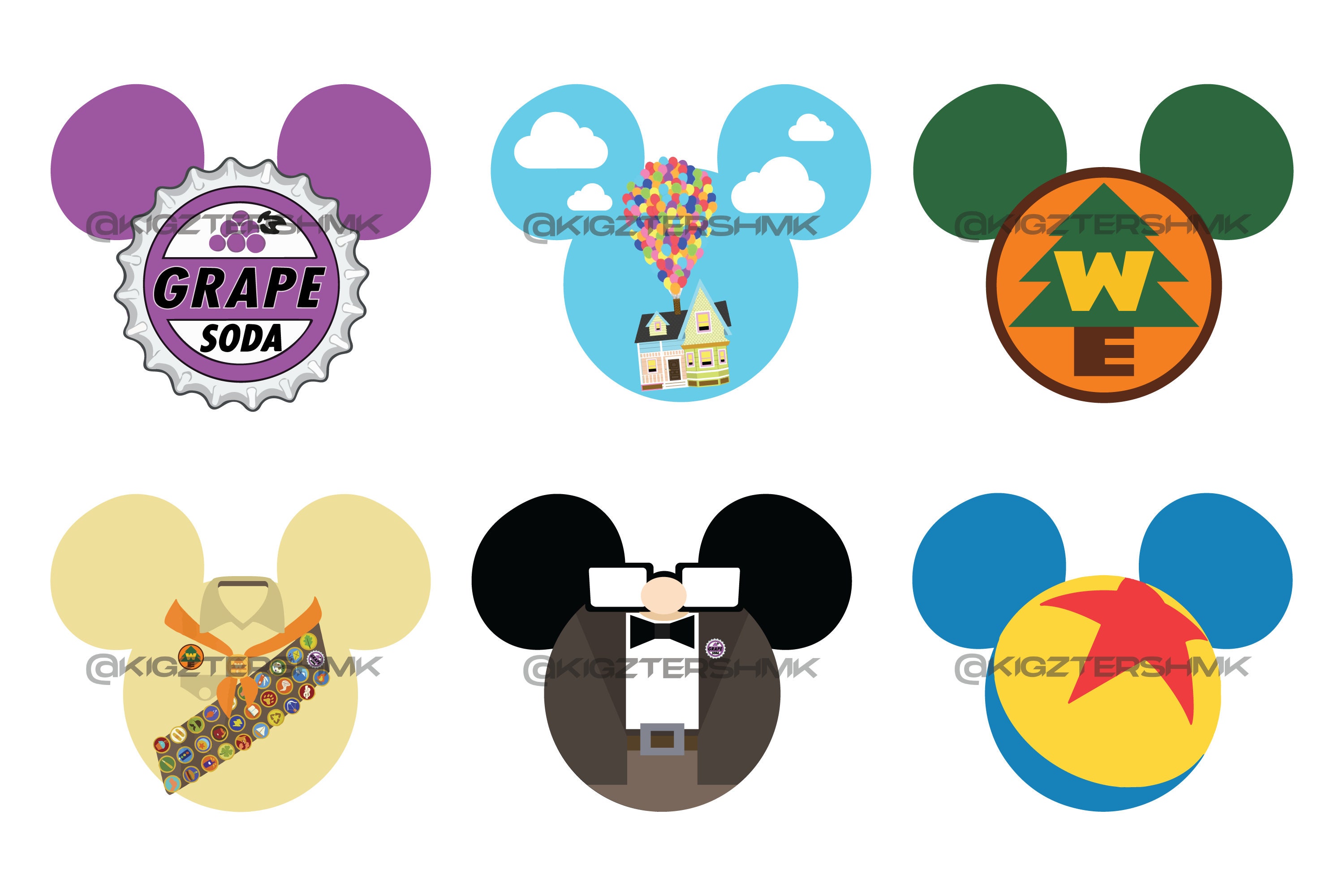 Pixar UP Mickey Ears Grape Soda, Carl, Russell Sticker/decal ...