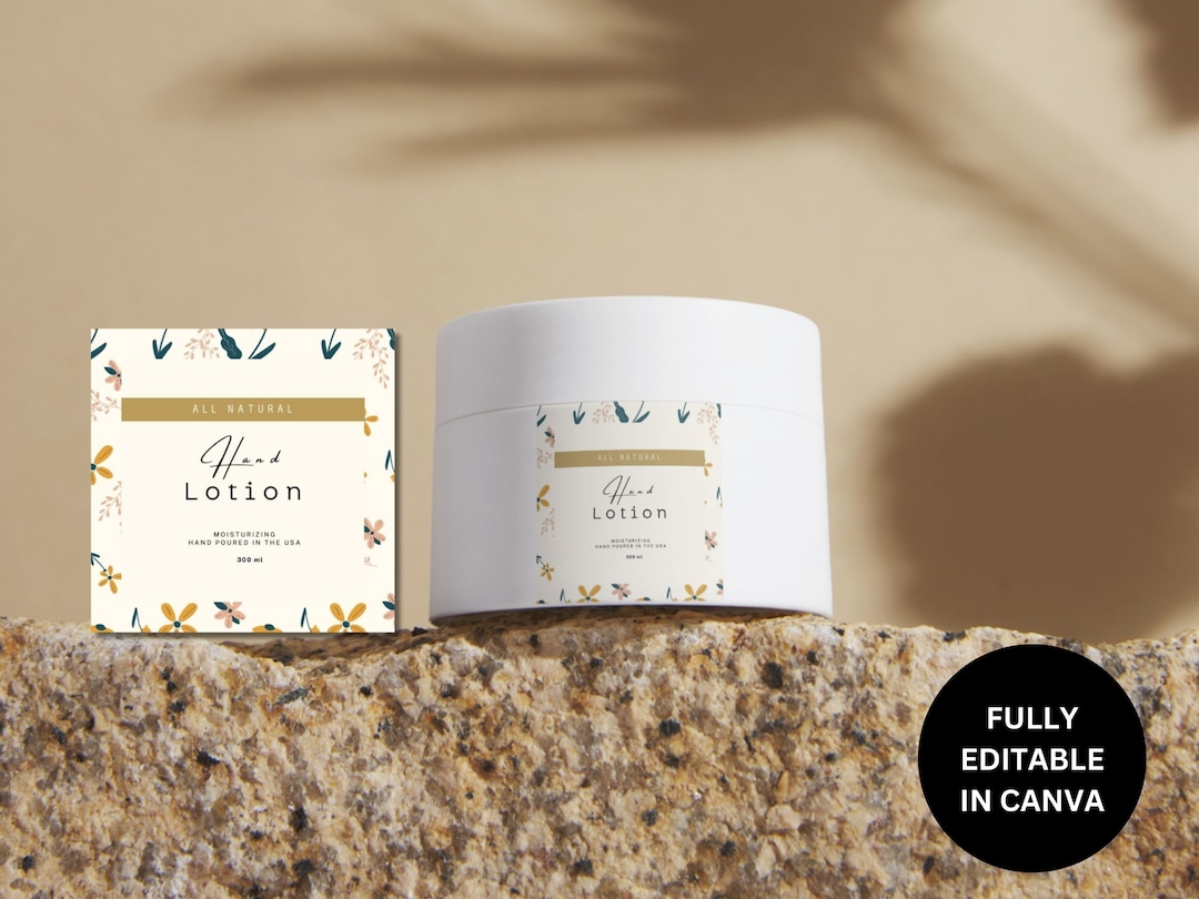 Stylish Hand Lotion Product Label Template | Canva Editable Product ...