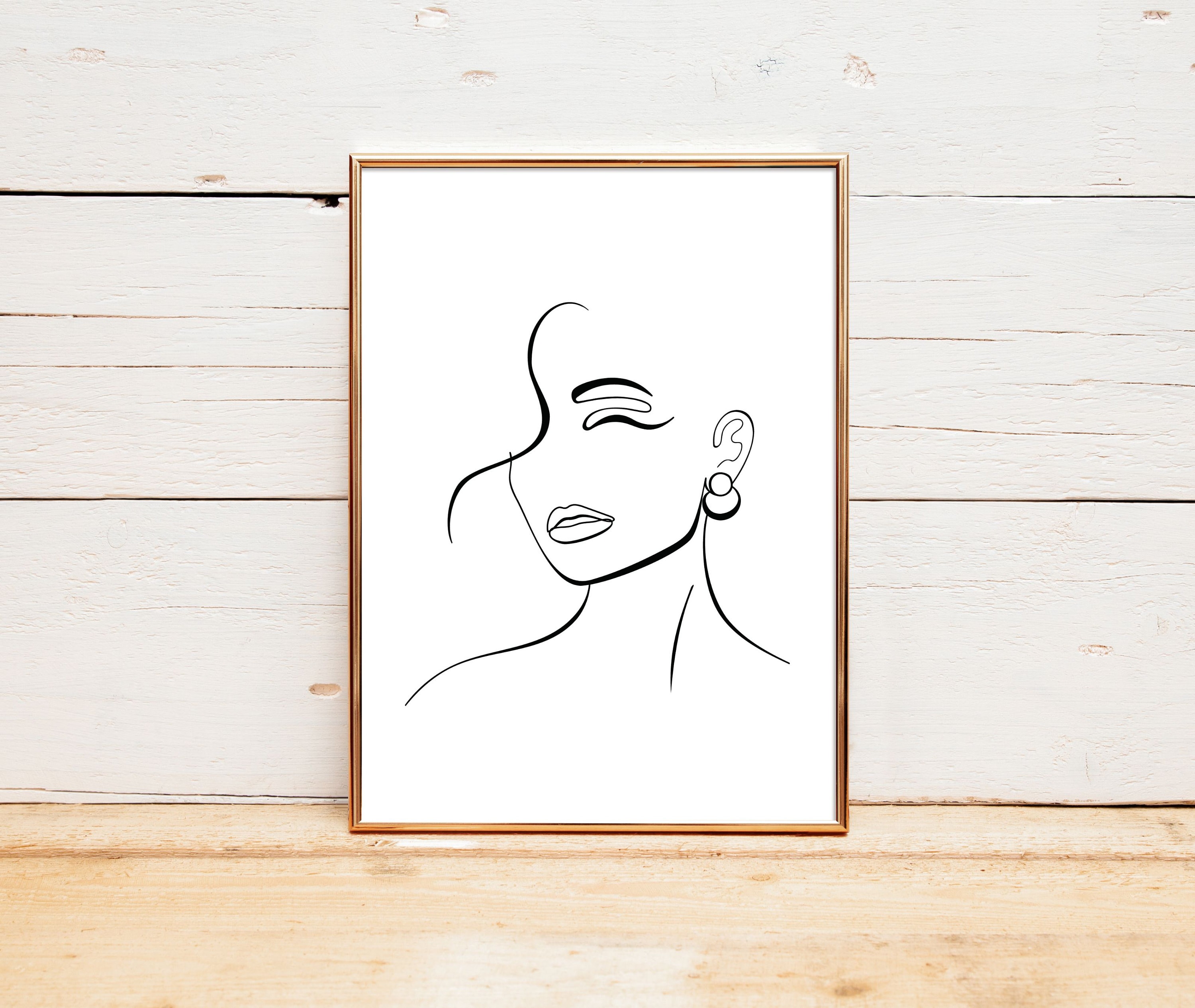 Minimalist Female Line Drawing | Modern Woman Print | Woman Face Line ...