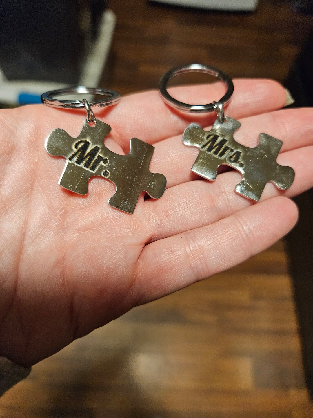 Mr. & Mrs. Puzzle Piece Keychains - Etsy