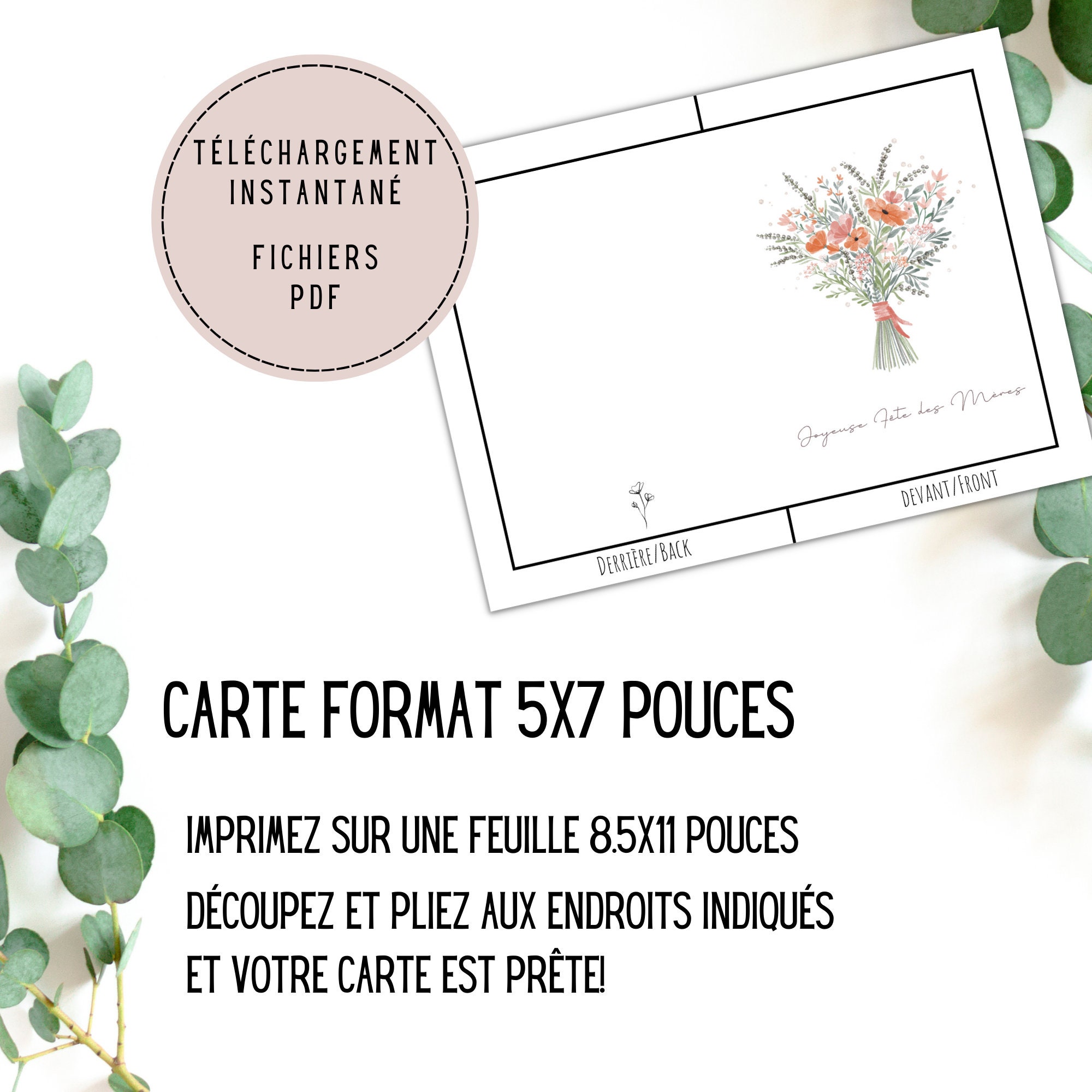 Printable Mother's Day Card, Happy Mother's Day, Greeting Card, Floral ...