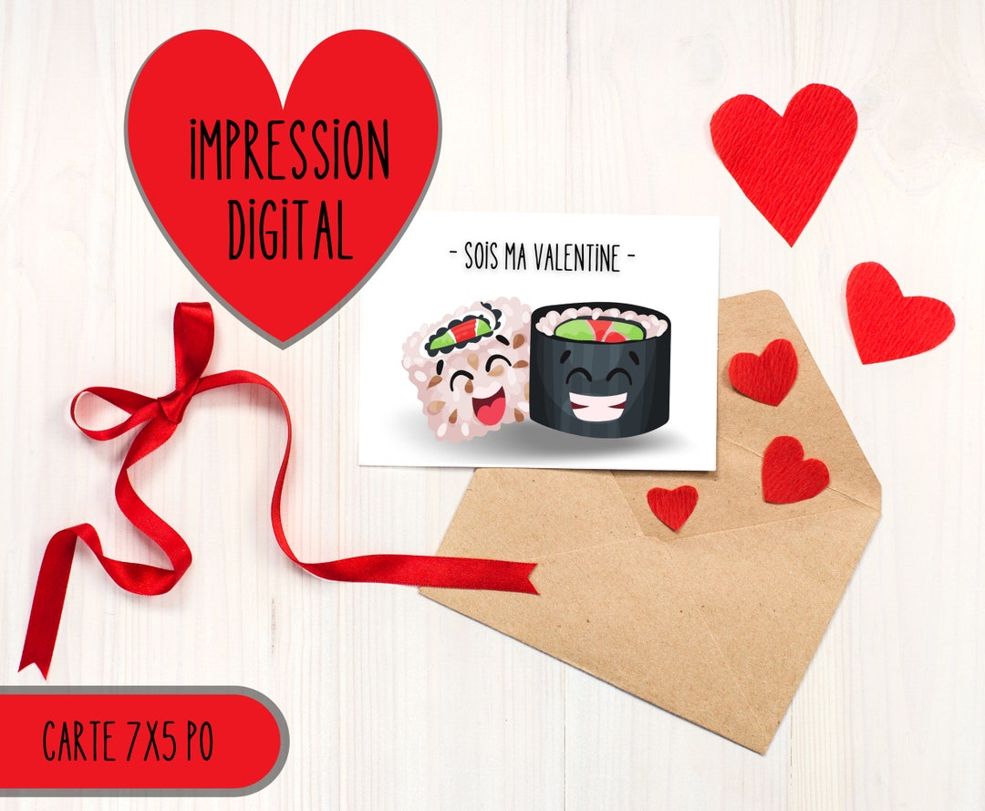 Valentine's Day Sushi Card, Valentine's Day Card, English Map ...