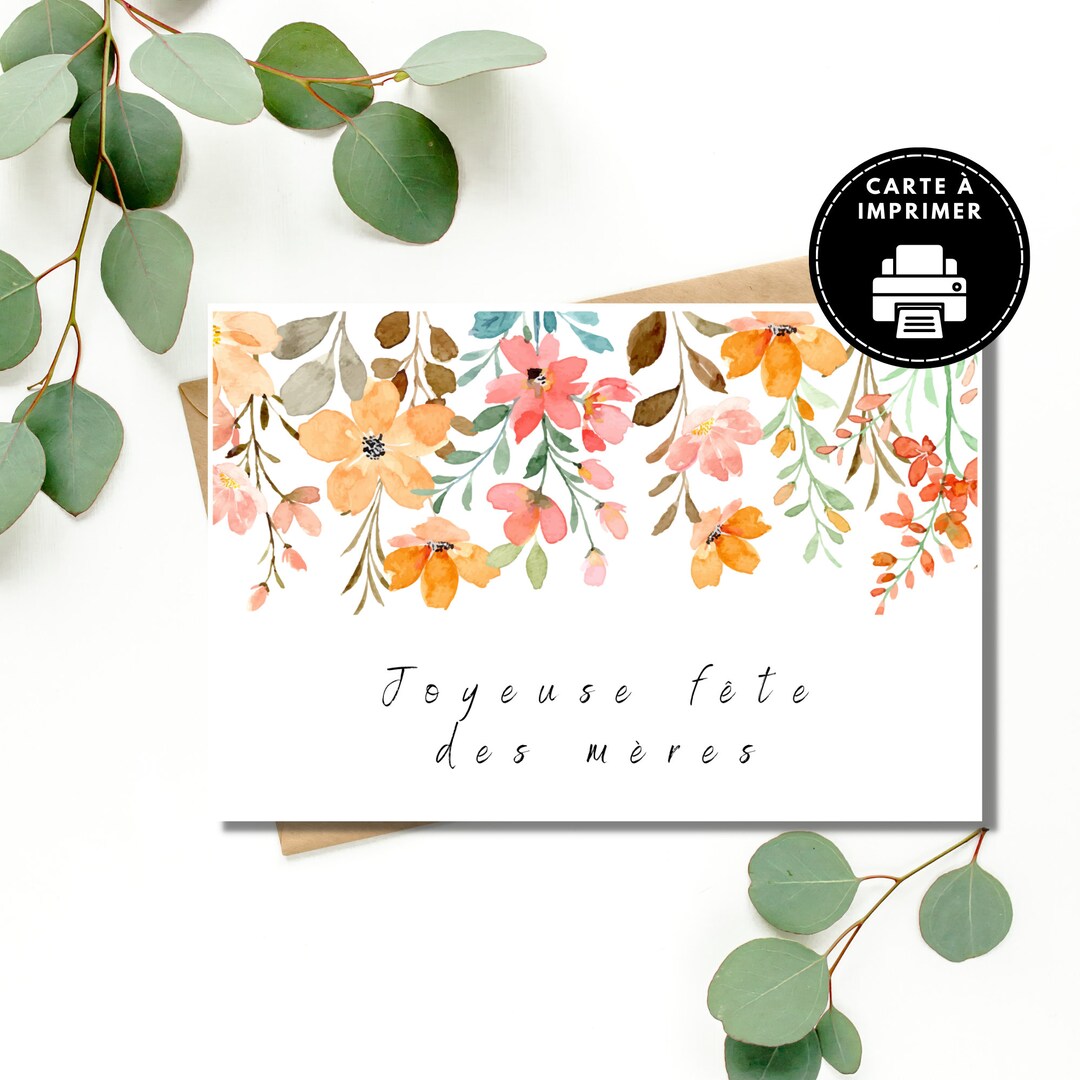 Printable Mother's Day Card, Happy Mother's Day, Greeting Card, Floral ...