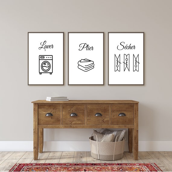 Set of 3 Laundry Room Posters Laundry Poster Wash Dry | Etsy