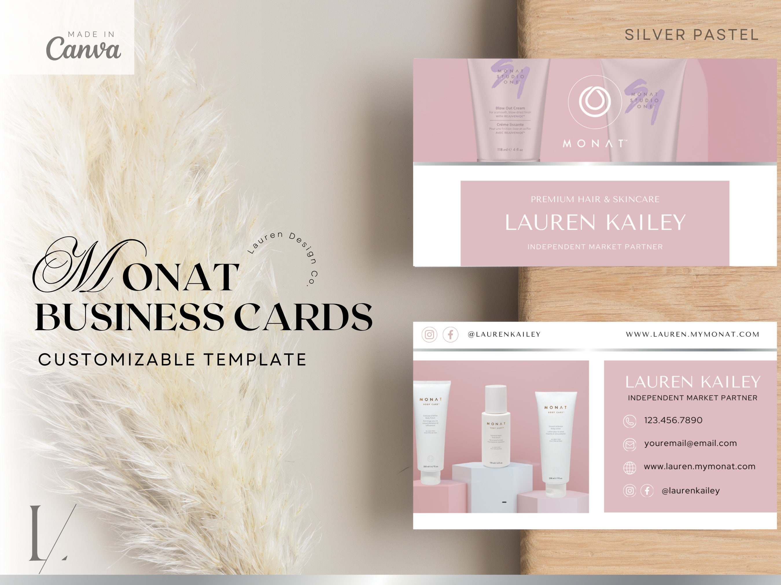 Monat Business Card Template - Silver Pastel - Hair/skin Business Cards ...