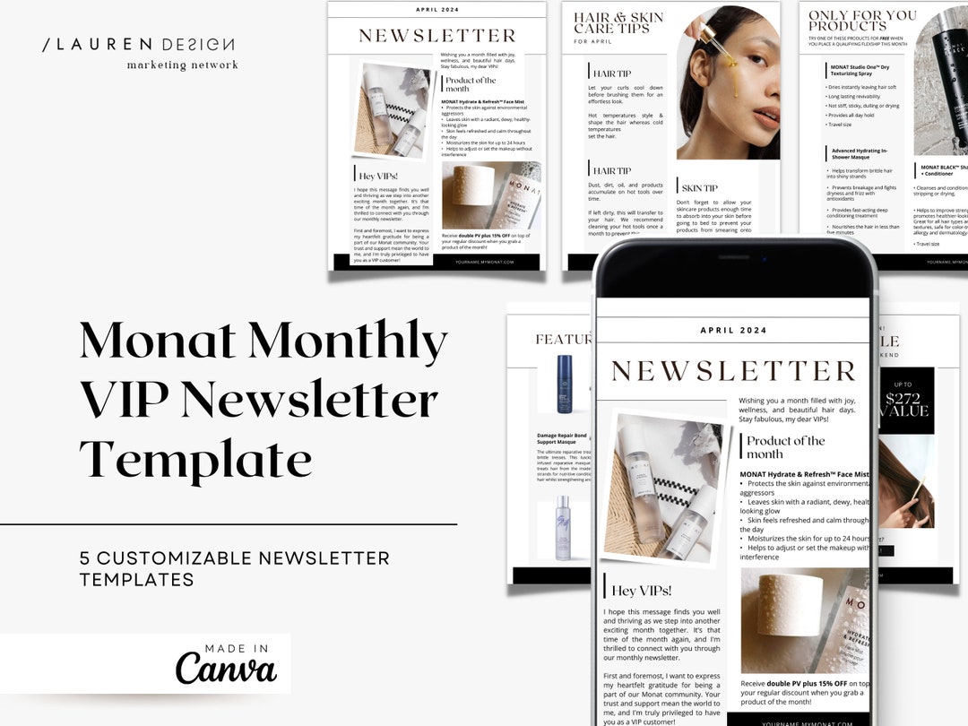 MONAT Market Partner VIP Monthly Newsletter | Newsletter Email Campaign ...