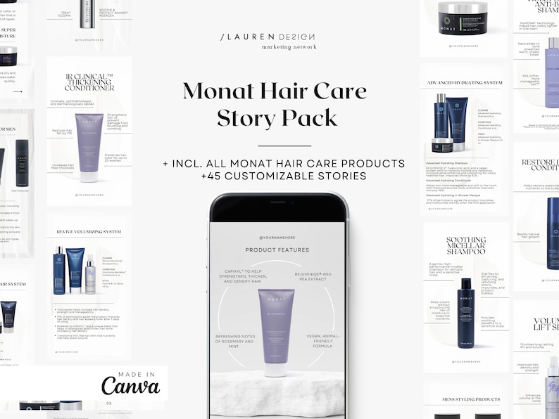 Monat Hair Care Instagram Story Templates – 45 Canva Editable Designs ...
