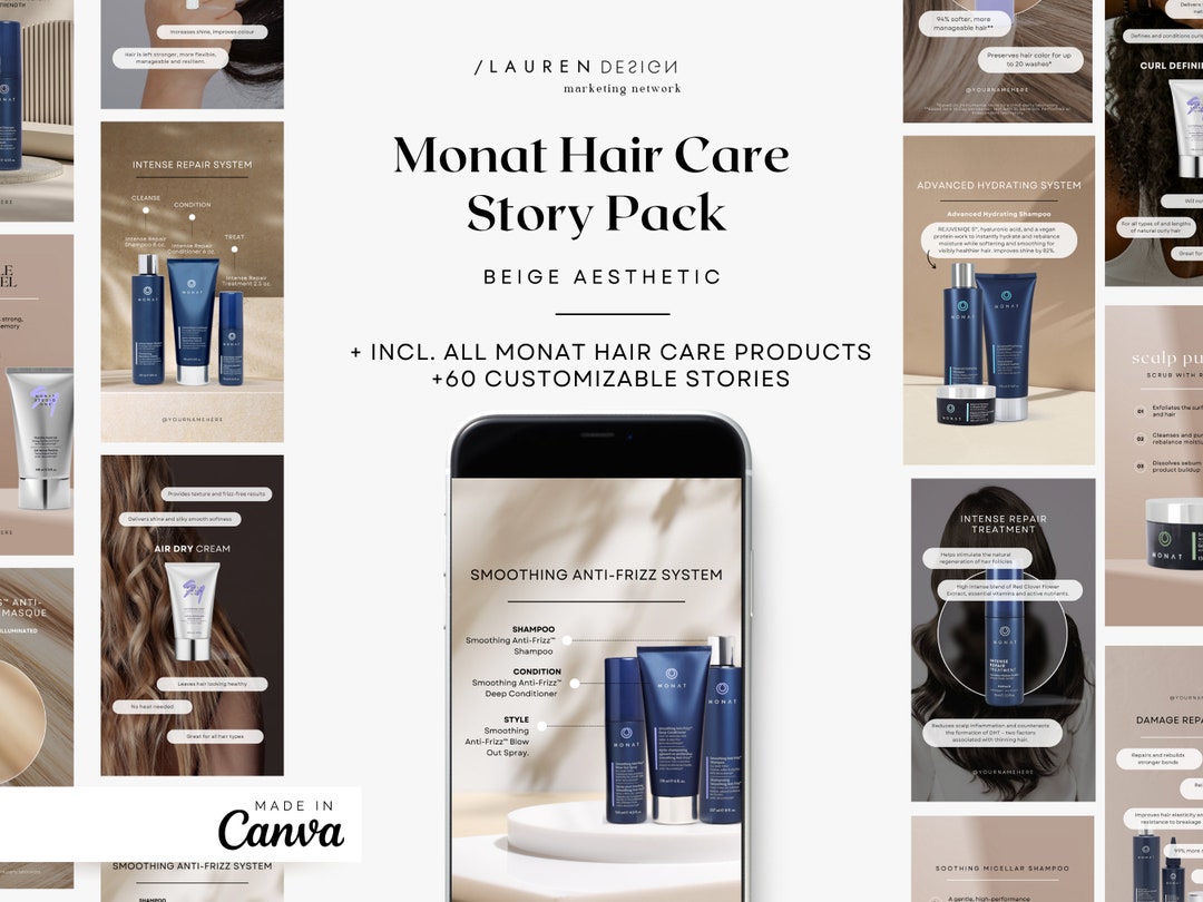 Monat Instagram Stories - Monat Hair Care Product Pack - Canva Editable ...