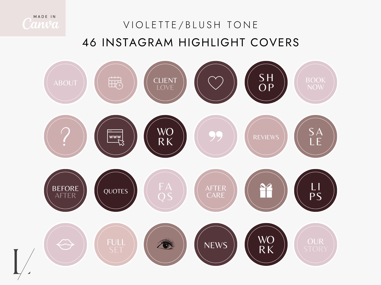 Blush/violette Tone Minimal Instagram Icon Text Highlight Covers ...
