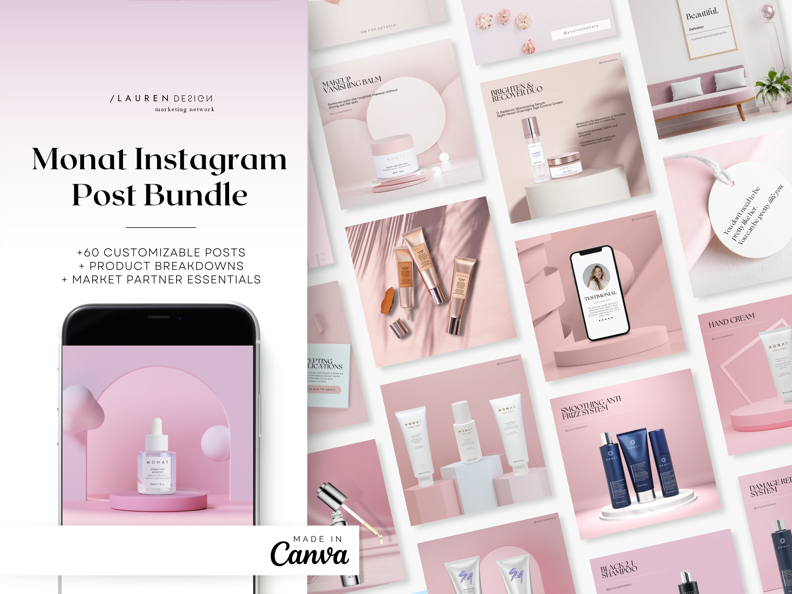 Monat Instagram Post Templates - Canva Editable Templates - Canva IG ...