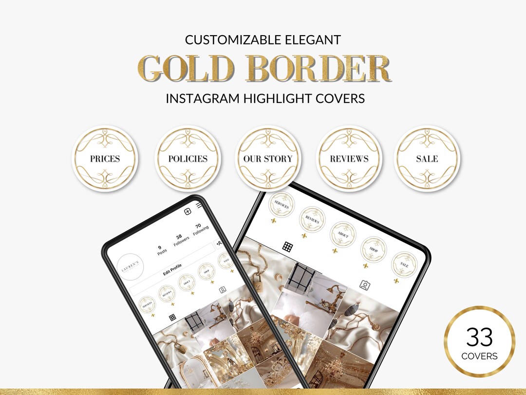 Gold Instagram Highlight Covers - Canva Editable Templates - Instagram ...