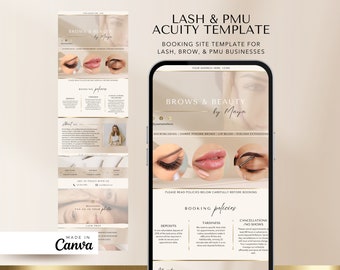 PMU Microblading Luxury Gold Acuity Scheduling Site Template - Editable DIY Site Canva ...