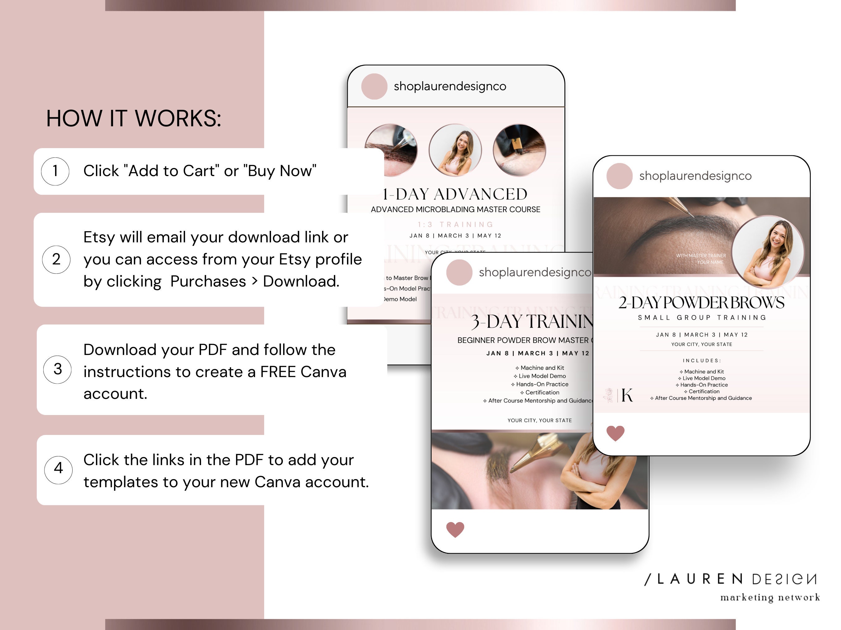 Pmu Course Flyer Template | Gold Instagram Posts | Permanent Makeup 