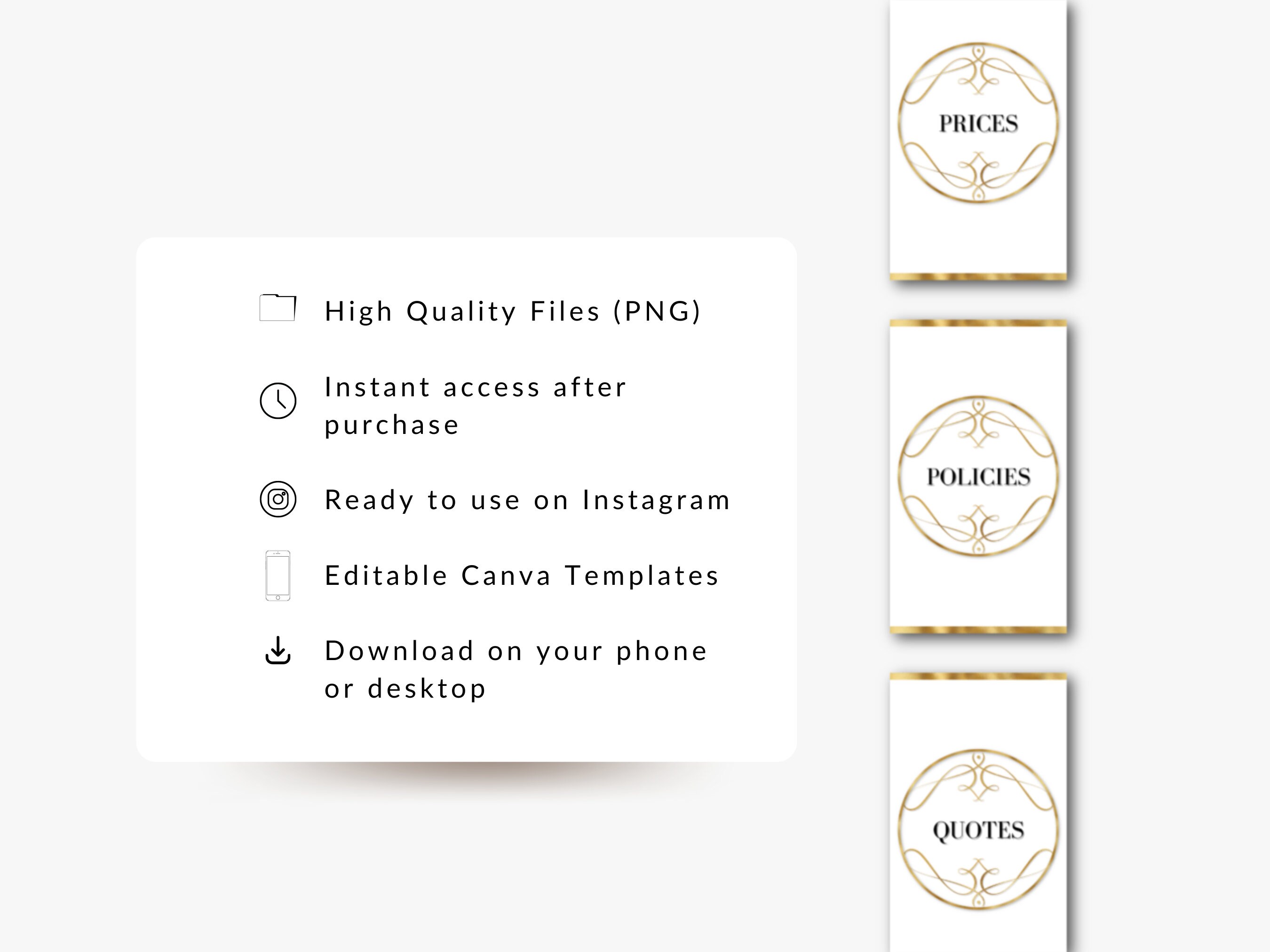 Gold Border Instagram Highlight Covers – Elegant Editable Templates ...