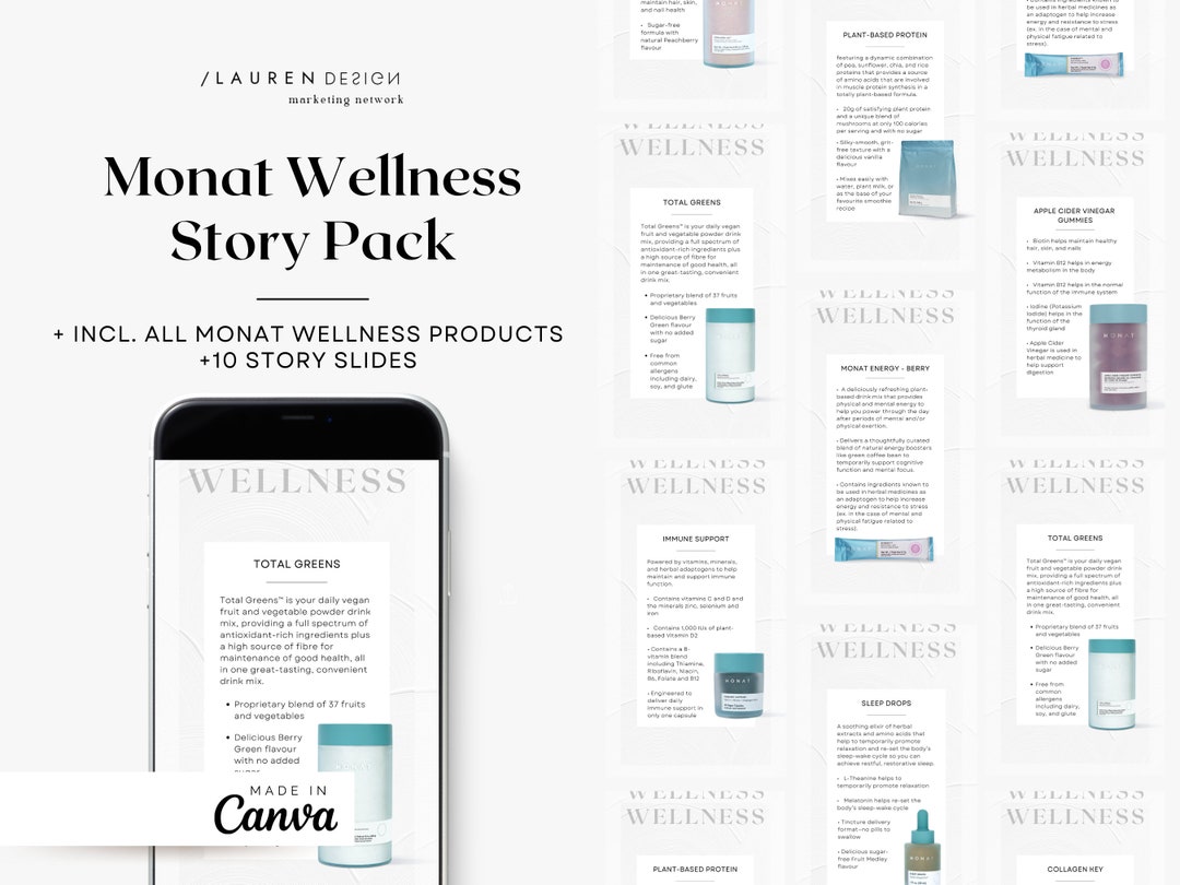 Monat Instagram Stories - Monat Wellness Products Pack - Canva Editable ...