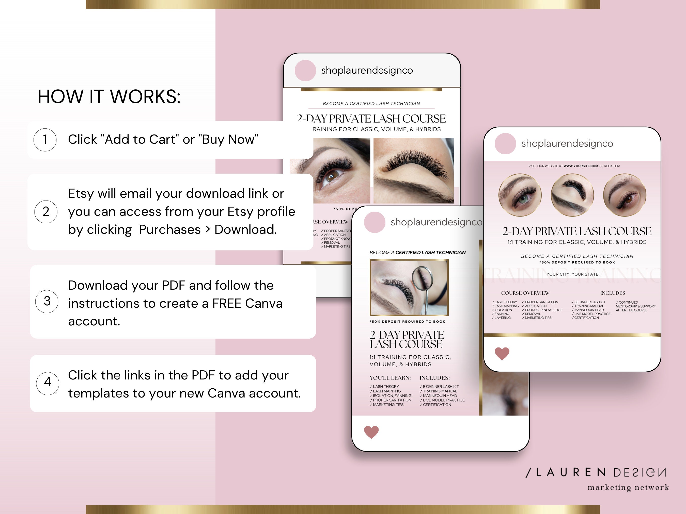 Lash Extensions Training Flyers Instagram Post Templates - Lash Tech ...