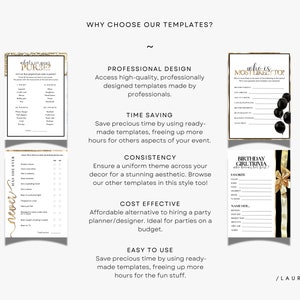 Luxury White Black Gold Birthday Games for Adult Birthday Party Games ...