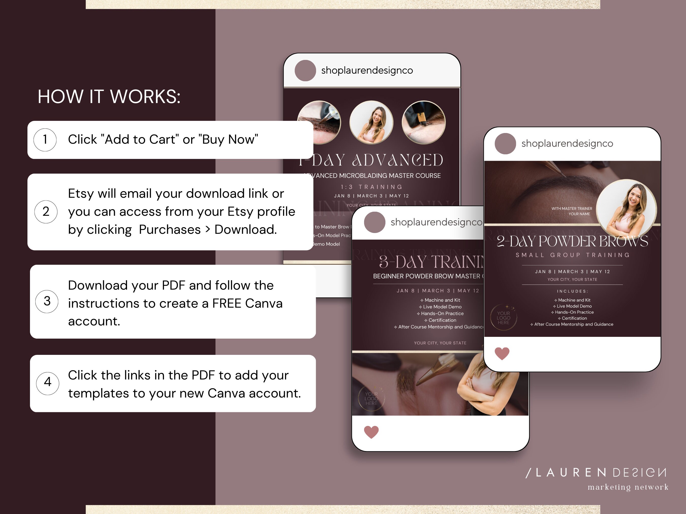 Pmu Course Flyer Template | Gold Instagram Posts | Permanent Makeup 