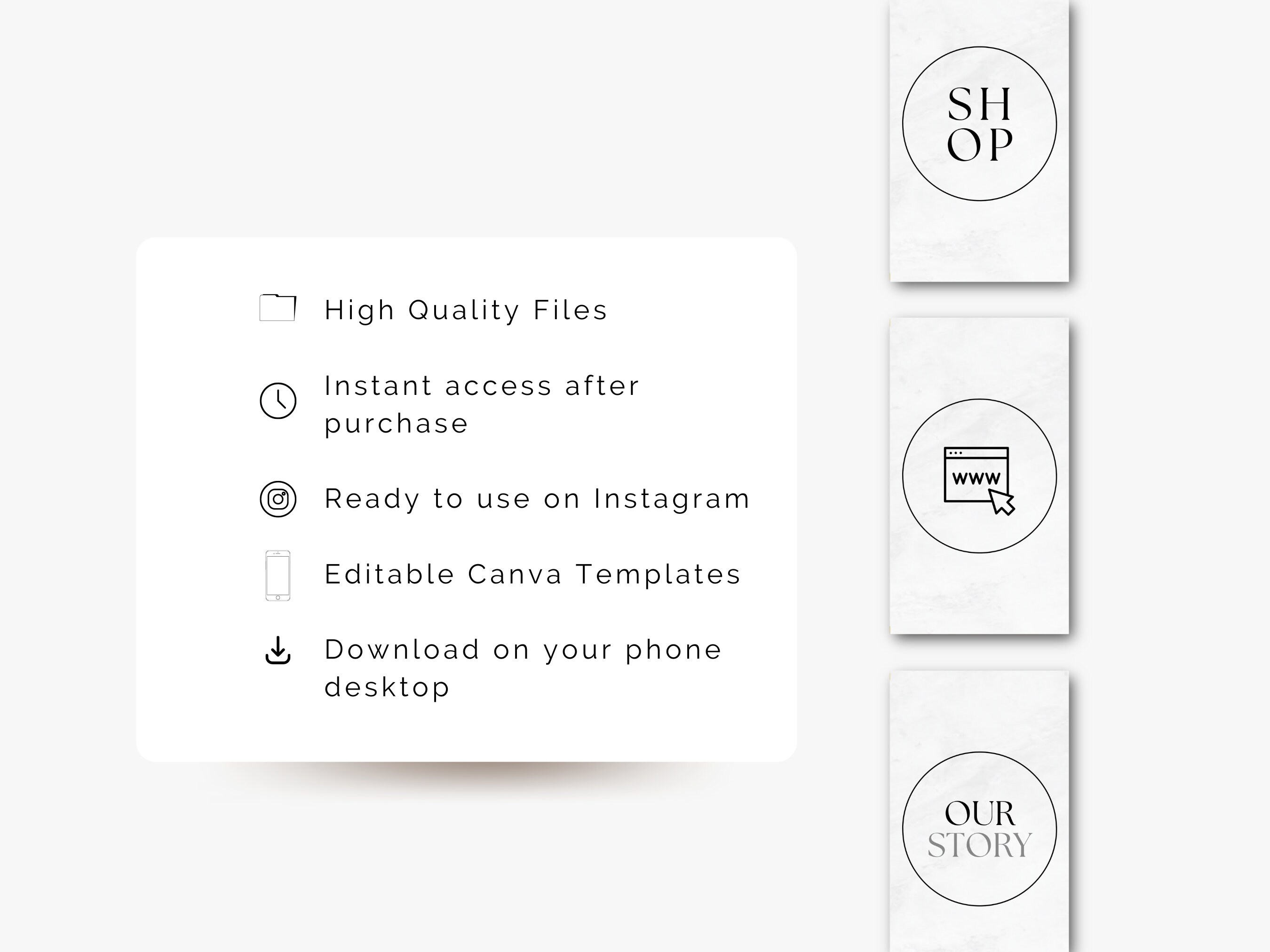 White Marble Minimal Instagram Icon Text Highlight Covers - Canva ...