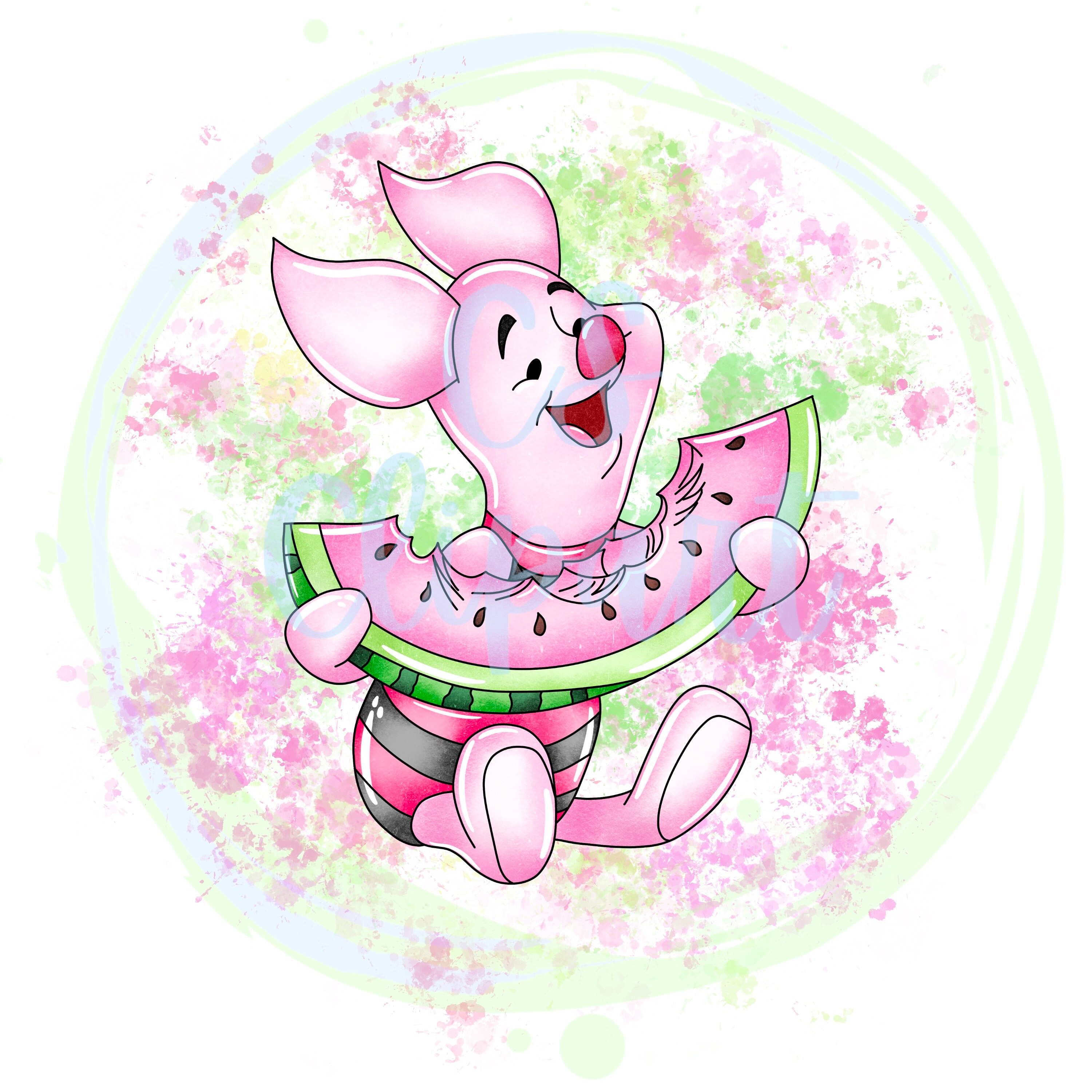 Piglet png, sandía png, digital, clipart, diseño de sublimación ...