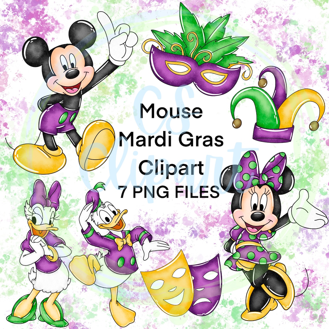 Mardi Gras Clipartmouse Clipartdigitalclipartsublimation - Etsy