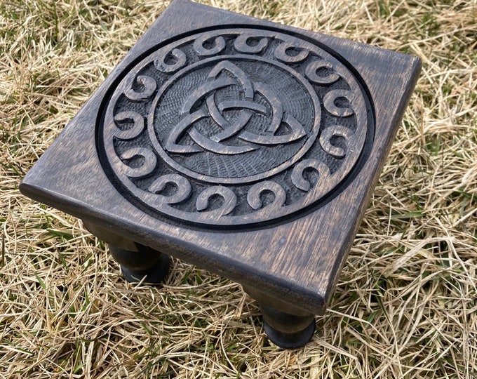 Norse Pagan Witch Altar Table, Witches Wooden Triquetra Alter - Etsy