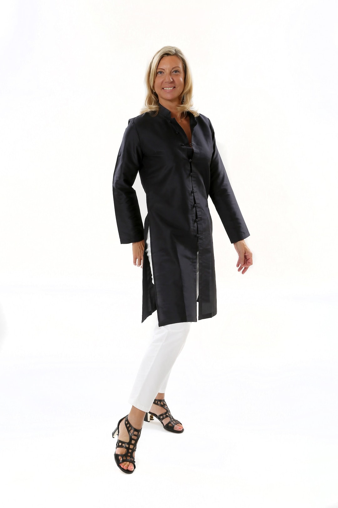 NOHAD Black Pure Silk Tunic Dress - 100% Natural Taffeta Silk - Etsy