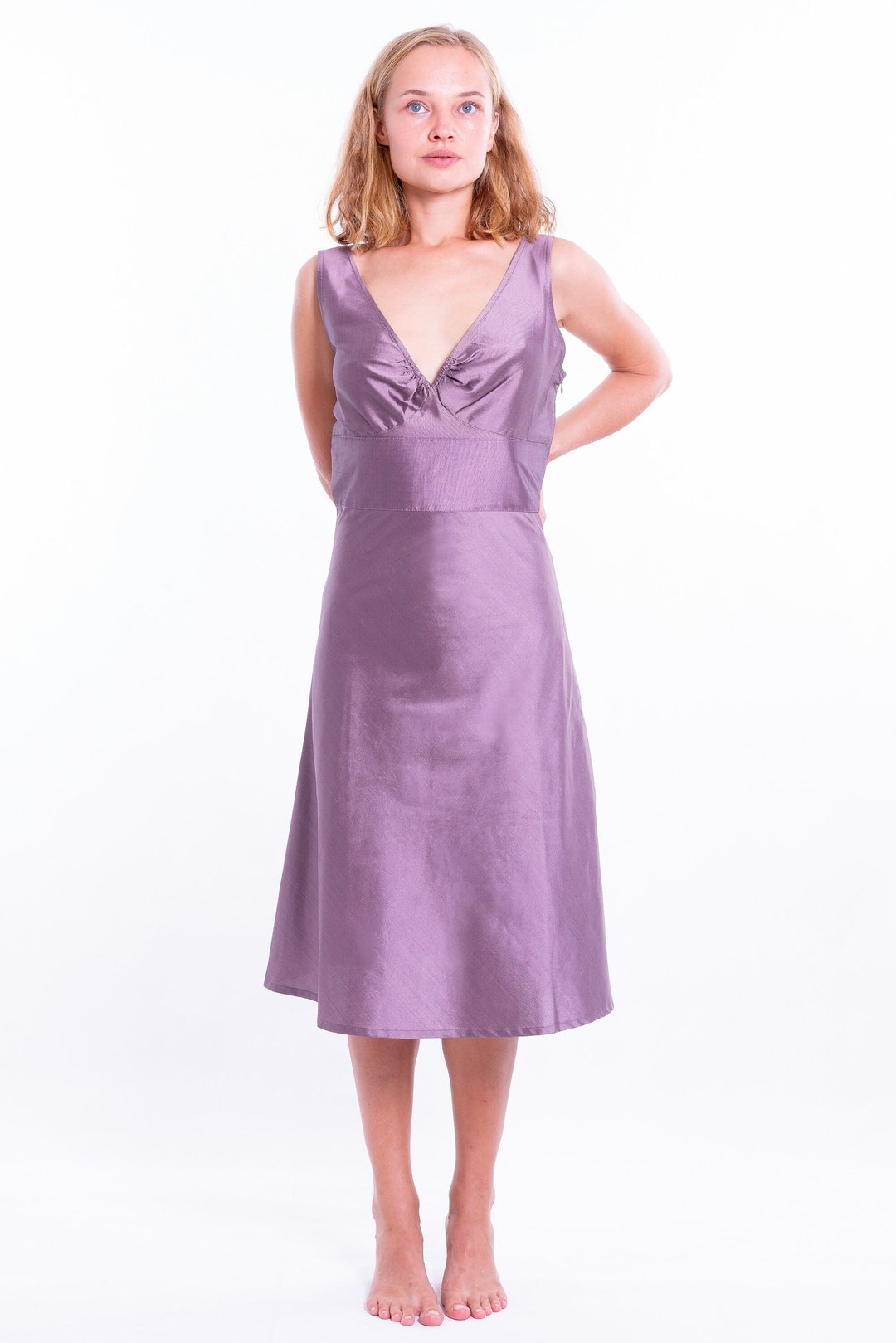 PENELOPE Purple Silk Dress - 100% Natural Taffeta Silk - Etsy