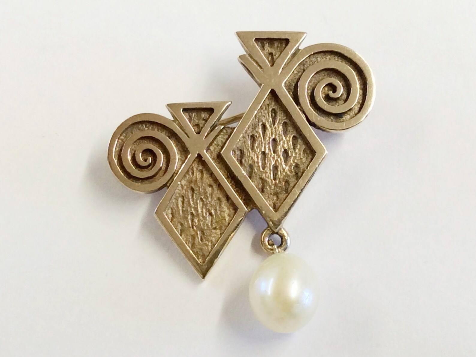 Superb Unusual Orkney 9ct Solid Gold & Cultured Pearl Brooch Pin by ...