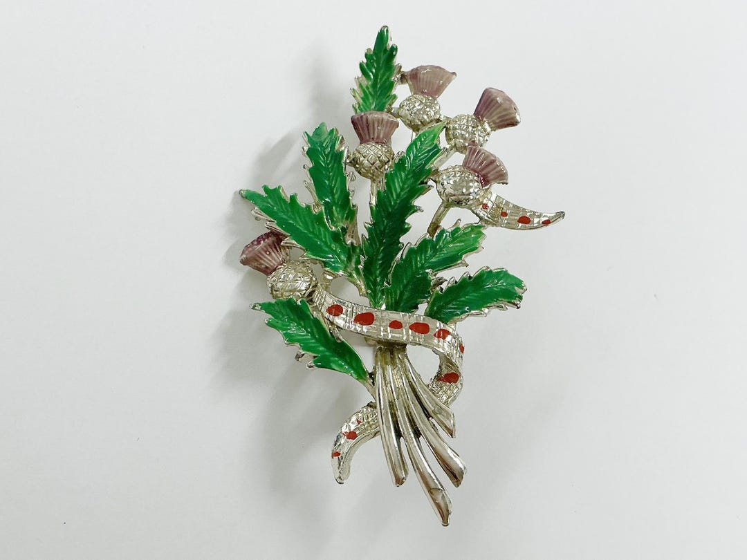 Vintage Exquisite Scottish Thistle Costume Brooch Pin Circa 1950 - Etsy