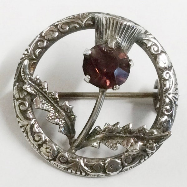 Scottish Amethyst Thistle Brooch - Etsy