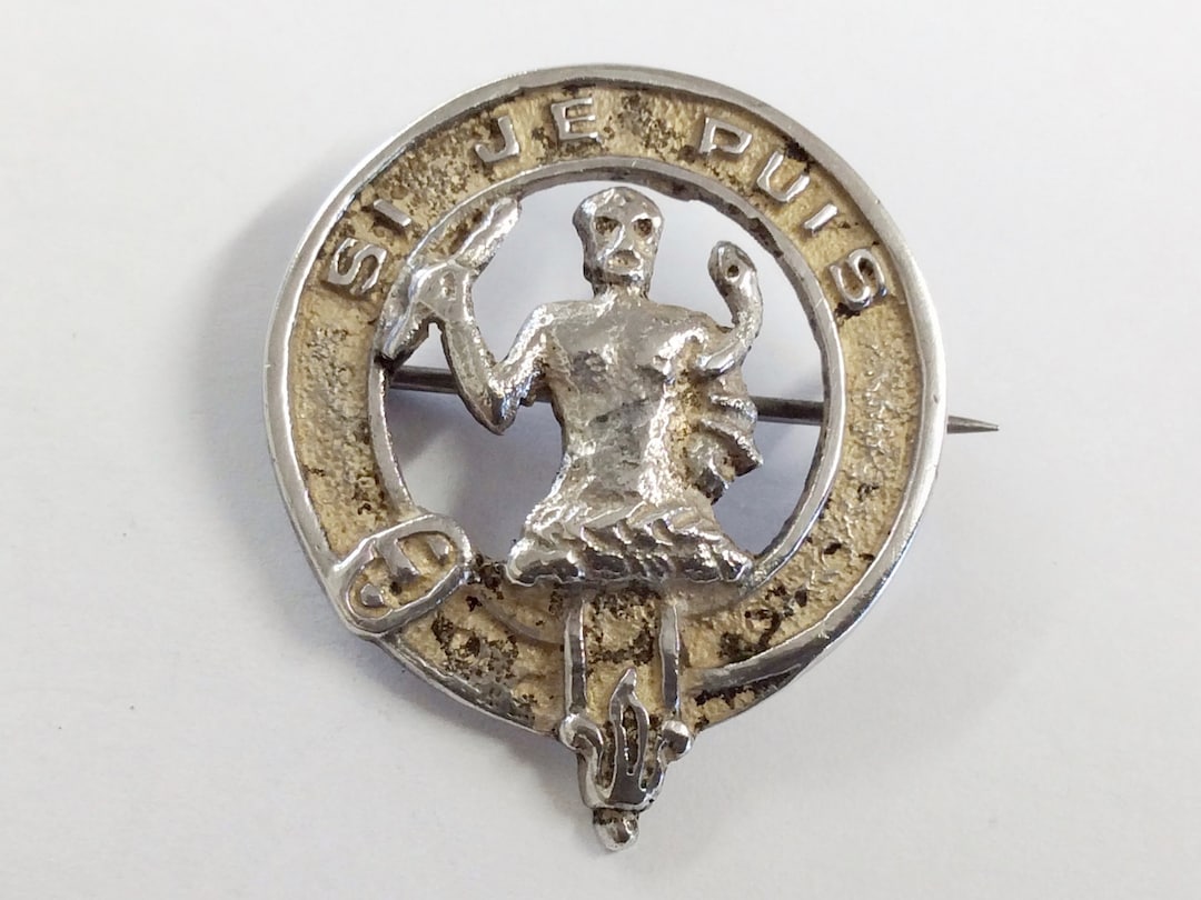 Antique Silver Si Ji Puis Livingstone Clan Badge Brooch Pin Circa 1920 ...