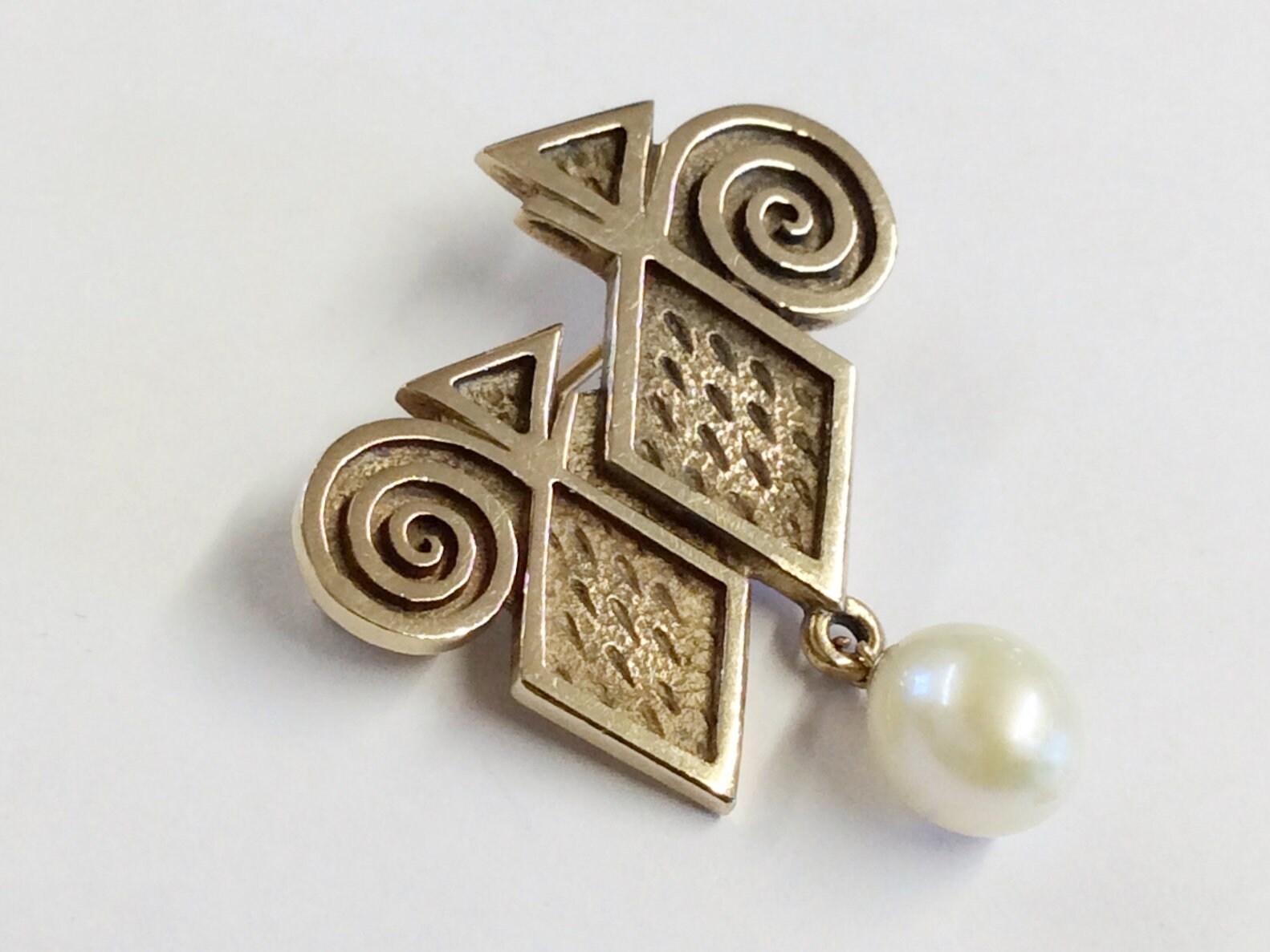 Superb Unusual Orkney 9ct Solid Gold & Cultured Pearl Brooch Pin by ...