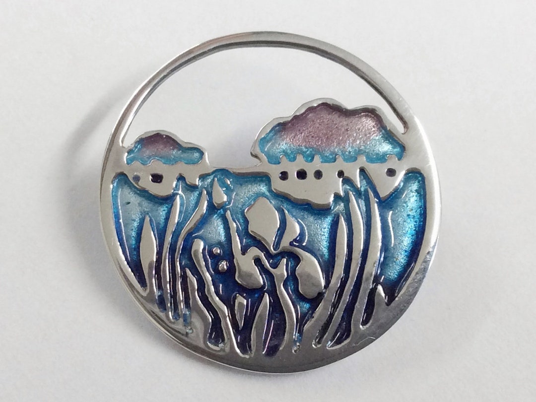Vintage Sterling Silver & Blue Pink Enamel Brooch Pin by Pat Cheney ...